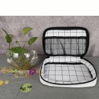 China Elegant White Floral Pattern Large Capacity Washable Travel Cosmetic Bag with Zipper for sale