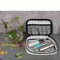 China Elegant White Floral Pattern Large Capacity Washable Travel Cosmetic Bag with Zipper for sale