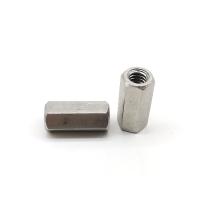 China DIN6334 Grade 18-8 Plain Finish Stainless Steel Hex Coupling Nuts Hex Long Nuts for sale