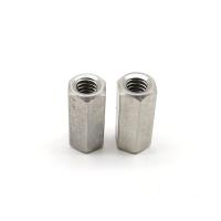 China DIN6334 Grade 18-8 Plain Finish Stainless Steel Hex Coupling Nuts Hex Long Nuts for sale