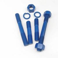 China Alloy Steel  Blue Stud Threaded Rod Bolts with Nut and Washers PTFE for sale