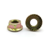 China M5-M20 DIN 6923 Carbon Steel Flange Nuts Yellow Zinc Steel Grade 8 Serrated Hex Flange Nuts for sale