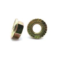 China M5-M20 DIN 6923 Carbon Steel Flange Nuts Yellow Zinc Steel Grade 8 Serrated Hex Flange Nuts for sale