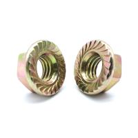 China M5-M20 DIN 6923 Carbon Steel Flange Nuts Yellow Zinc Steel Grade 8 Serrated Hex Flange Nuts for sale