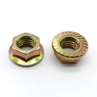 China M5-M20 DIN 6923 Carbon Steel Flange Nuts Yellow Zinc Steel Grade 8 Serrated Hex Flange Nuts for sale