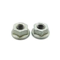 China Hot Dip Galvanized 55μ Carbon Steel Flange Nuts Chambering Hex Non Serrated Flange Nuts for sale