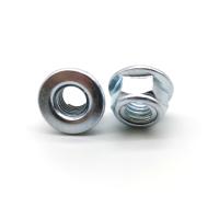 China ISO7044 Low Strength Carbon Steel Flange Nuts Blue White Zinc M10x1 25 Flange Lock Nut for sale