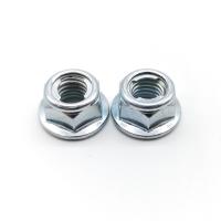 China ISO7044 Low Strength Carbon Steel Flange Nuts Blue White Zinc M10x1 25 Flange Lock Nut for sale
