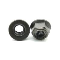 China DIN 6927 Self Locking Flange Nut Medium Strength Steel Black Oxide for sale