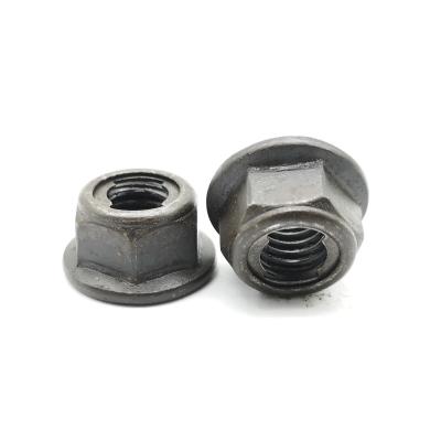 China DIN 6927 Self Locking Flange Nut Medium Strength Steel Black Oxide for sale