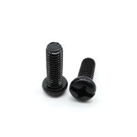 China Black Zinc Steel 4mm Slotted Round Head Machine Screws Phillips Combo Drive for sale