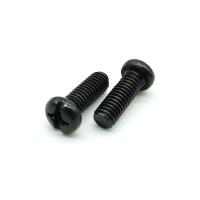 China Black Zinc Steel 4mm Slotted Round Head Machine Screws Phillips Combo Drive for sale
