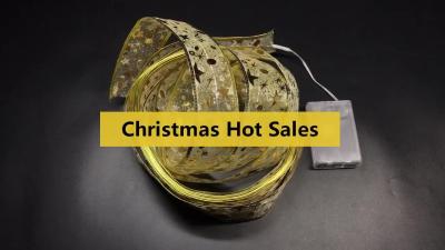 China 10M100 LED Double Layer Fairy Lights Strings Christmas Ribbon Bows With LED Christmas Tree Ornaments New Year Navidad Home Decor for sale