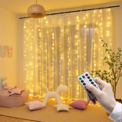 China Remote LED String Lights Curtain USB Battery Fairy Lights Garland Led Wedding Party Christmas For Window Home Outdoor De for sale