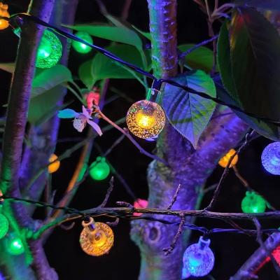 China Solar Power Efficient Color Changing Christmas Globe String Lights 8 Modes 100 Led Variable Light Bulb Shape Fairy Hanging Decor for sale