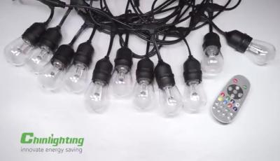 China 48FT 15 Bulbs Commercial Grade LED String Lights S14 RGBW LED Retro Edison Christmas Holiday Festoon Lighting Remote Controlled for sale