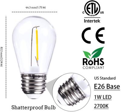 China 2700K E26 E27 S14 Filament Bulb LED Lights Vintage For Outdoor for sale