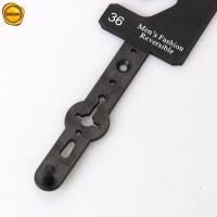 China Embossed Logo PE Plastic Belt Hangers 35mm*140mm for sale
