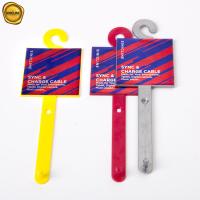 China 45mm*155mm Bright Yellow Belt Plastic Hanger With Colorful Stickers for sale