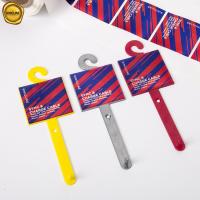 China 45mm*155mm Bright Yellow Belt Plastic Hanger With Colorful Stickers for sale