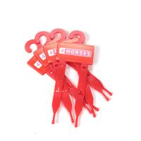 China Red Colored Custom Logo Plastic Belt Hangers For Horse Equipment Belt Two Prongs for sale