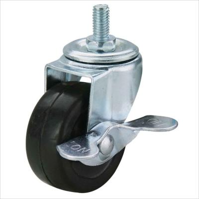 China stem swivel rubbere casters with brakes for hardwood floor 2 in for sale