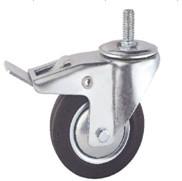 China 5 inch threaded stem casters with brakes industrial rubber casters for sale