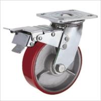 China 100mm heavy duty casters with brakes iron wheels pu wheels for sale
