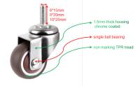 China small furniture rubber caster soft TPR wheels 1.5 inch for sale