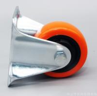 China 75mm polyurethane casters rigid caster wheels zinc coated for sale