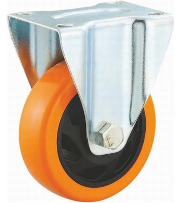 China 125mm Pu Castor Wheel Fixed Caster Wheels Zinc Coated for sale