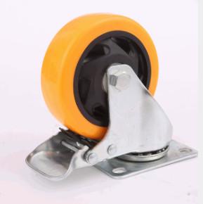 China 4 Inch Locking Casters Urethane Casters With Brake Galvanized Zinc for sale