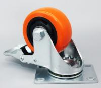 China 3 inch locking wheels polyurethane casters zinc coated steel for sale