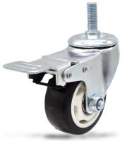 China 75mm threaded stem casters with brakes locking wheels PU wheels for sale