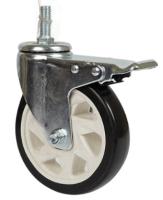 China 125mm Stem Casters Urethane Casters Double Locking Casters Galvanized Zinc for sale
