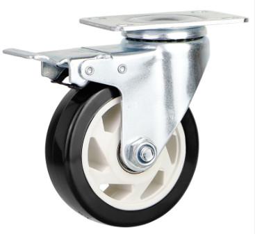 China 5 Inch Locking Caster Wheels Polyurethane Wheels Zinc Plated for sale