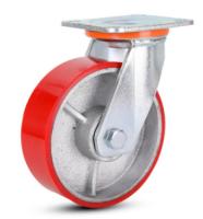 China cast iron wheels heavy duty red PU casters 6 inch for sale