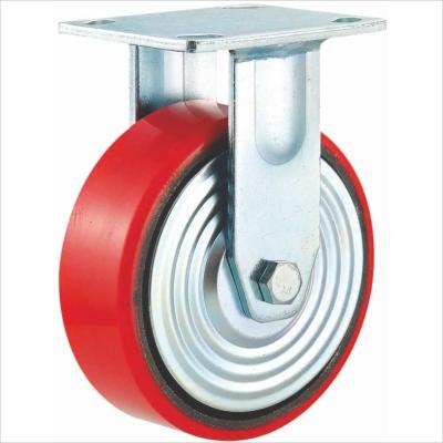 China heavy duty caster red polyurethane wheel cast iron castor 6 inch for sale