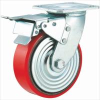 China 125mm Heavy Duty Caster Wheels With Brakes Polyurethane Wheels Iron Casters for sale