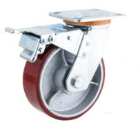 China 150mm Heavy Duty Locking Casters Polyurethane Casters Cast Iron Caster Wheels for sale
