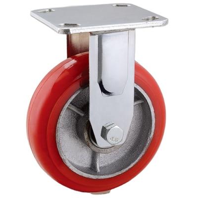 China 5 Inch Castor Wheels Heavy Duty Polyurethane Castors Cast Iron Casters for sale