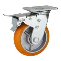 China heavy duty orange PU on cast iron casters for sale