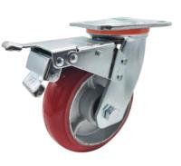China 8 Inch Swivel Caster Wheels Heavy Duty Orange PU Castor Wheel Iron Wheels for sale