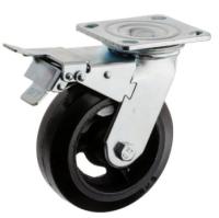 China 6 Inch Heavy Duty Caster Wheels With Brakes Rubber Wheel Iron Casters for sale