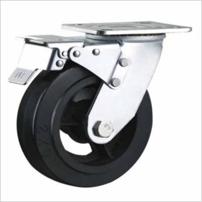 China 8 Inch Heavy Duty Locking Casters Industrial Trolley Wheels Iron Casters for sale