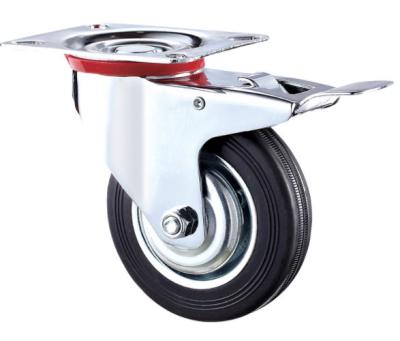 China 10 Inch Rubber Castor Wheel With Lock Lockable Castors Locking Castor Wheels 250kgs for sale