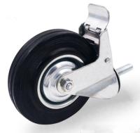 China 5 inch threaded stem casters with brakes industrial rubber casters for sale