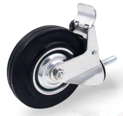 China 5 inch threaded stem casters with brakes industrial rubber casters for sale