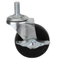 China Threaded stem rubber casters with brakes locking wheels 1.5 In for sale