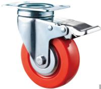 China Locking Wheel Red Urethane Casters With Brakes for sale